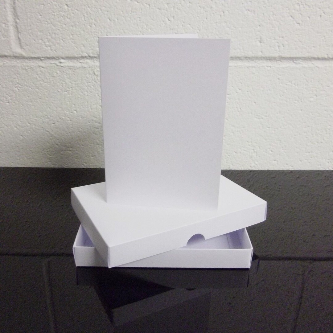 5" X 7" White Greeting Card Box / Wedding Invite Box With Cards Choose ...