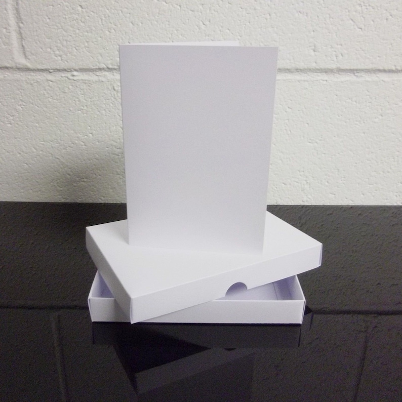 5" X 7" White Greeting Card Box / Wedding Invite Box With Cards Choose ...