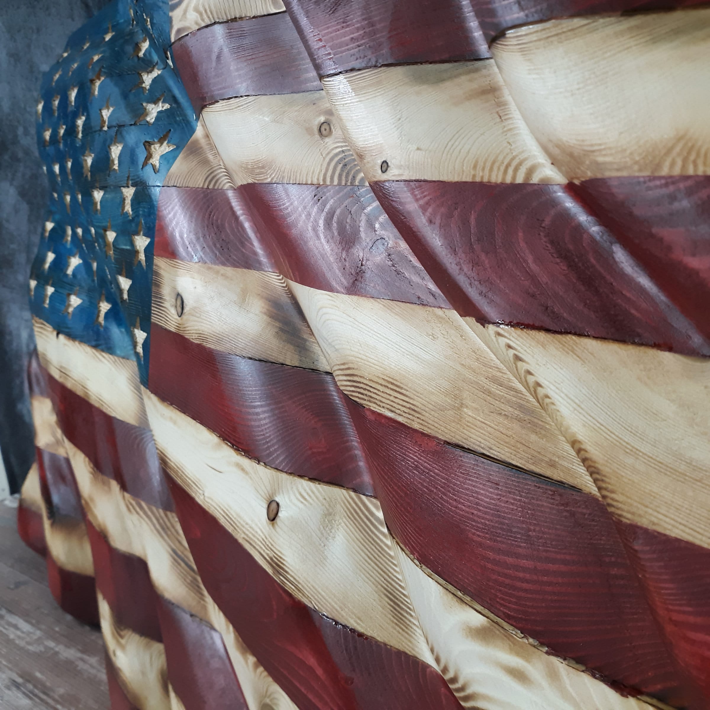 Wooden Flag,carved American Flag,rustic American Flag,french Cleat ...