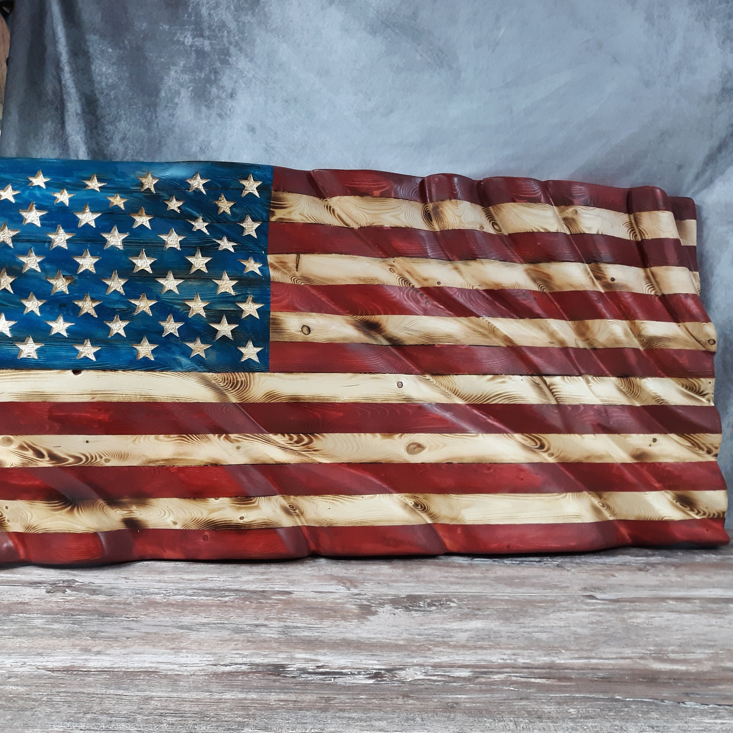 Wooden Flag,carved American Flag,rustic American Flag,french Cleat ...