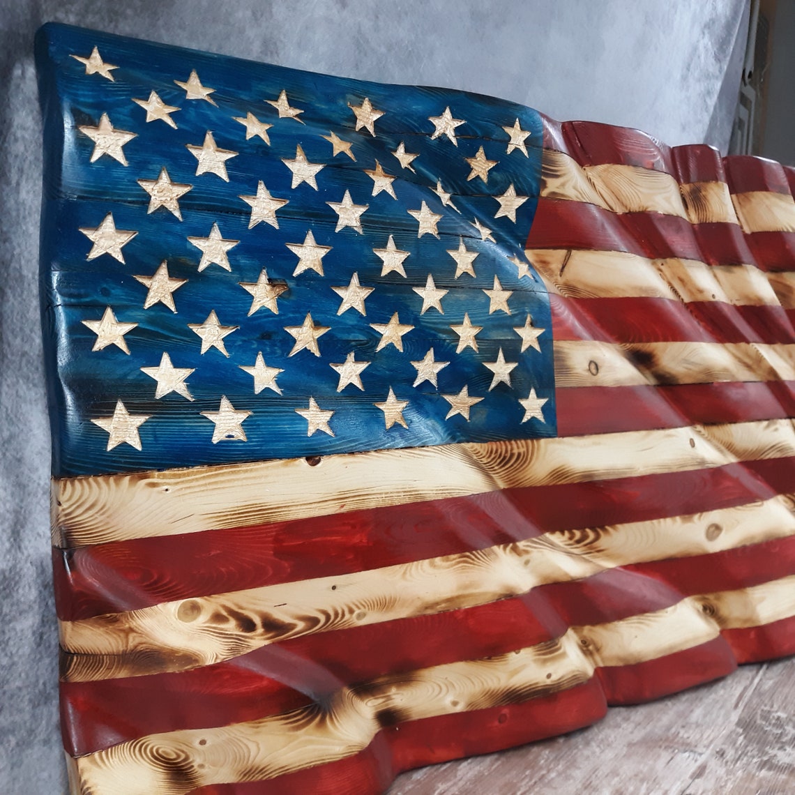 Wooden Flag,carved American Flag,rustic American Flag,french Cleat ...