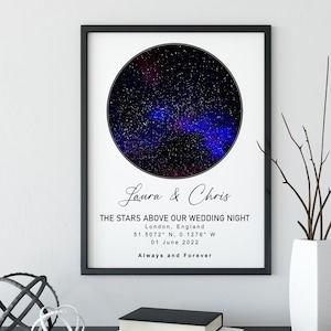 Star Map Night Sky Wall Art • Unique Star Map Print Anniversary Gift ...