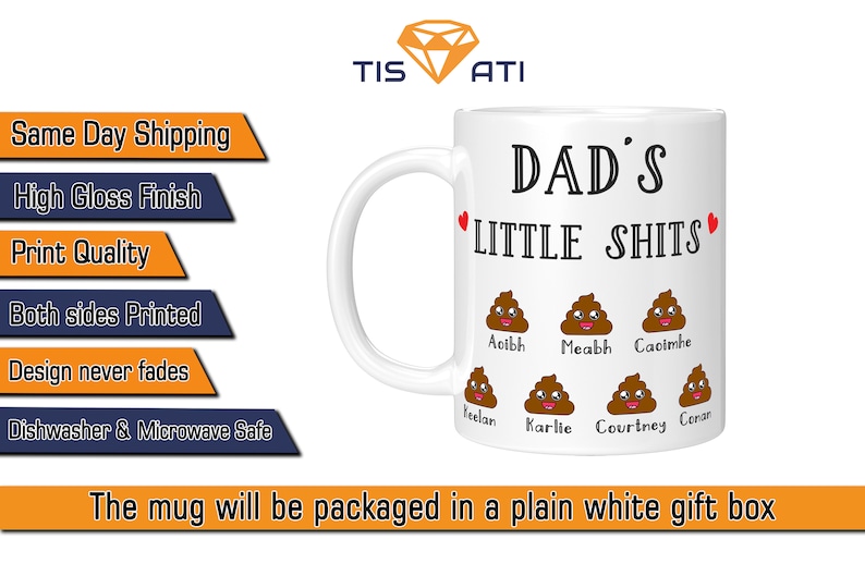 Mum Gift Personalised Mug, Mums Little Shits Mug and Coaster Gift for ...