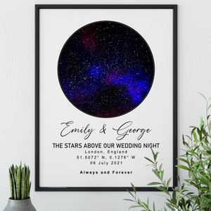 Star Map Night Sky Wall Art • Unique Star Map Print Anniversary Gift ...