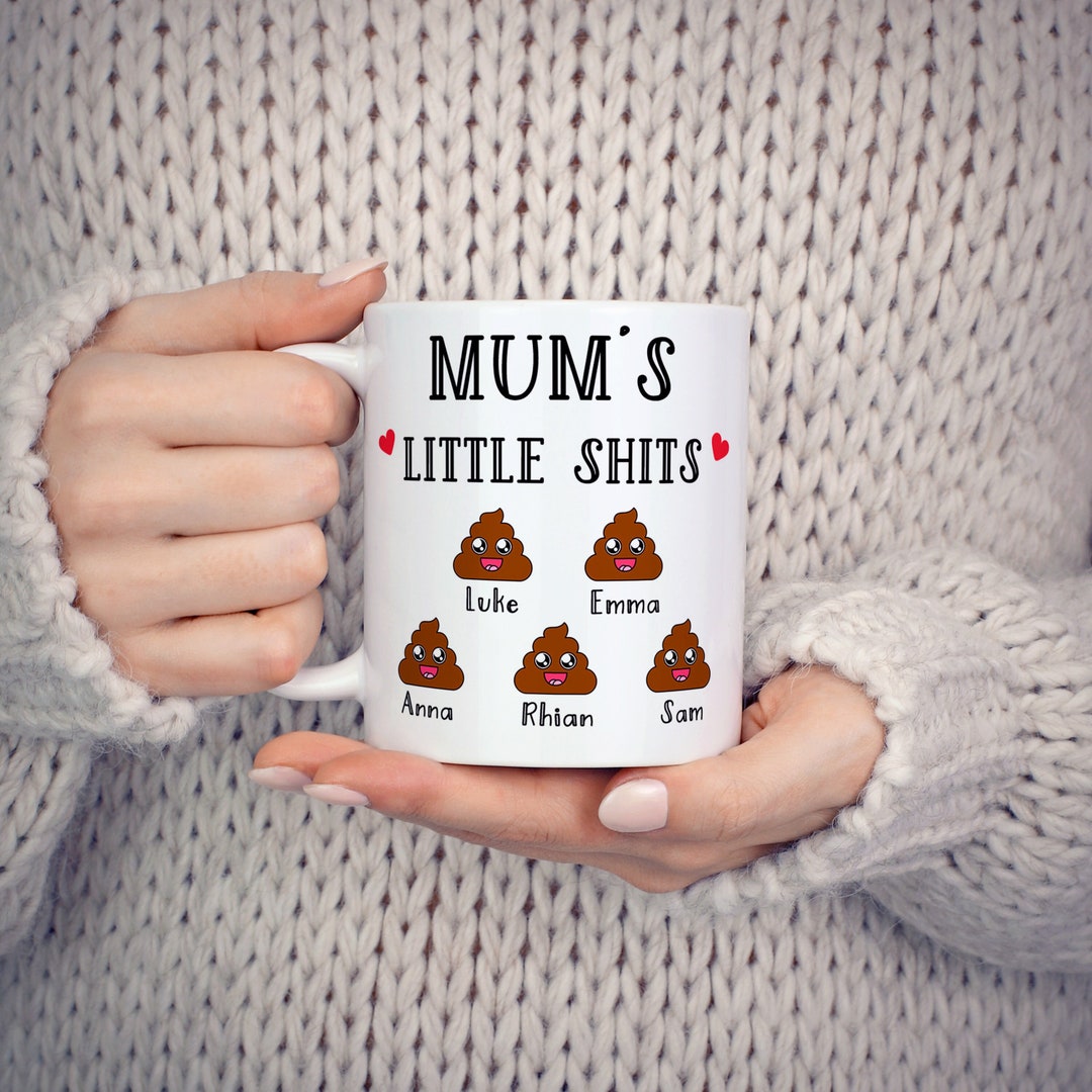 Mum Gift Personalised Mug, Mums Little Shits Mug and Coaster Gift for ...
