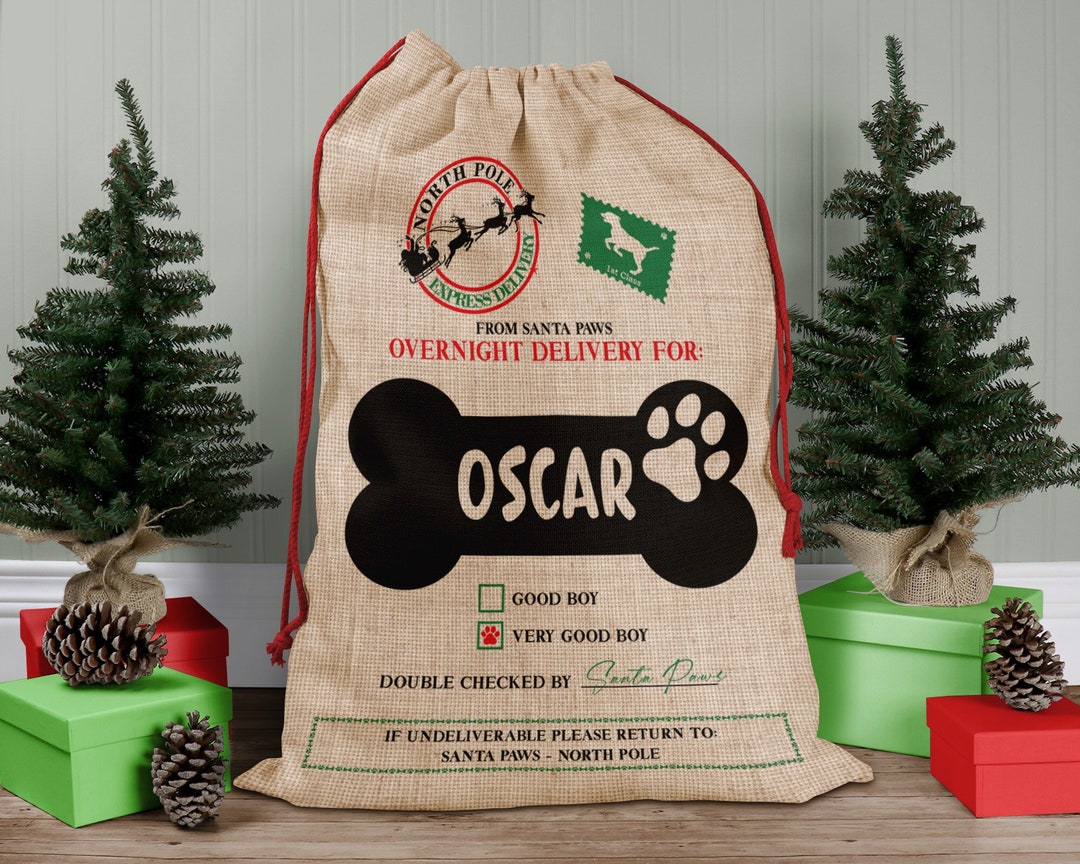 Personalised Pet Santa Sack, Dog Christmas Sack, Puppy Christmas Bag ...