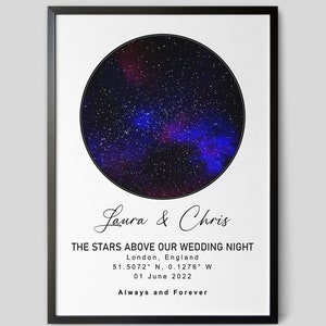Star Map Night Sky Wall Art • Unique Star Map Print Anniversary Gift ...