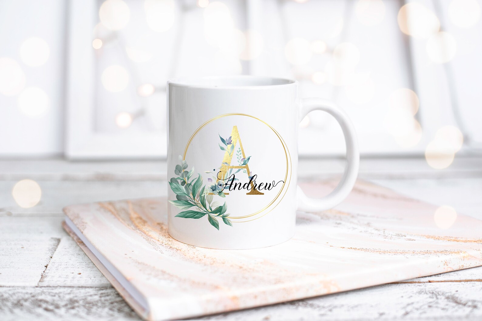 Personalised Mug Golden Initial Name Cup Gift for Friends - Etsy UK