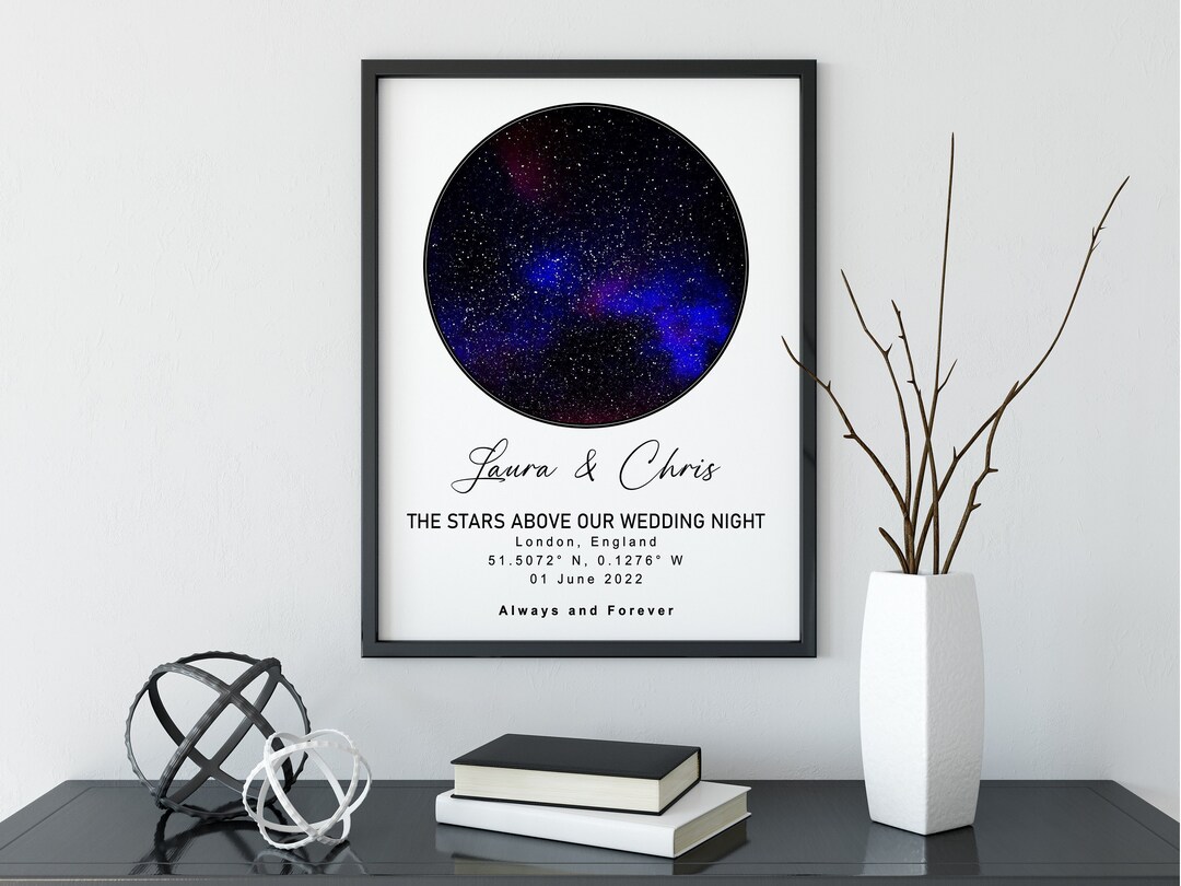 Star Map Night Sky Wall Art Unique Star Map Print Anniversary Gift ...