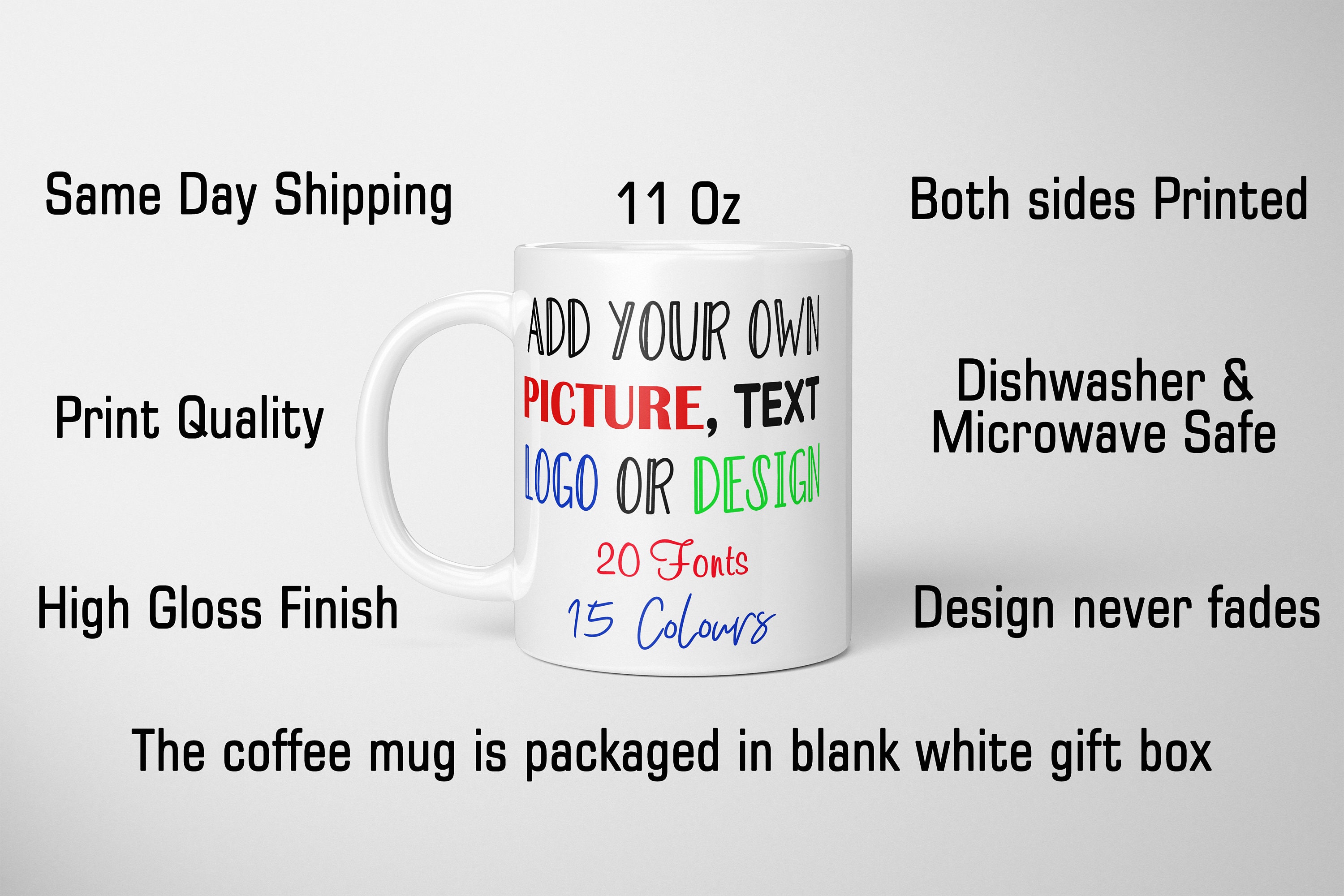 11oz Custom Text Mug Personalised Mug With Your Own Message - Etsy UK