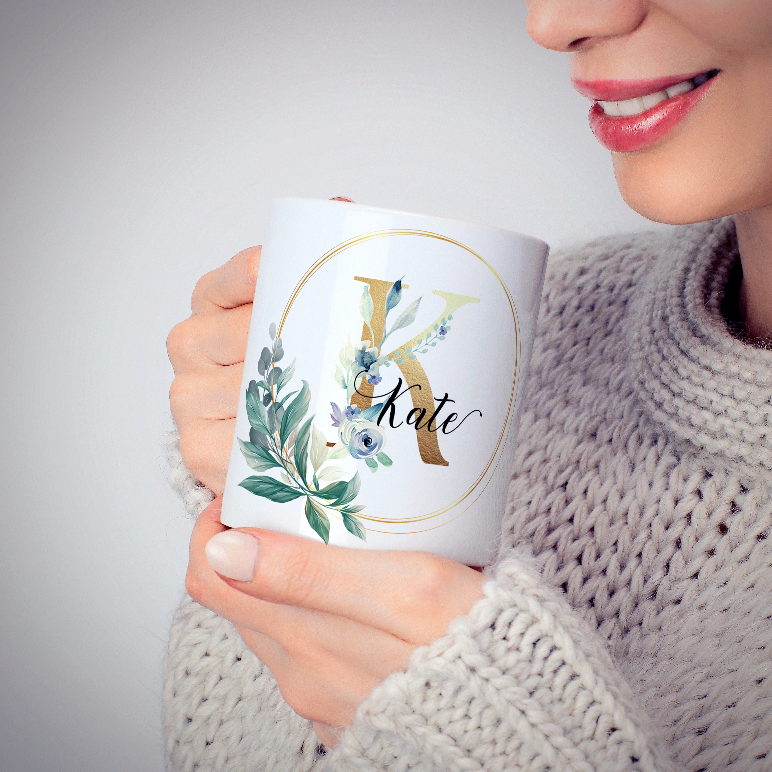 Personalised Mug Golden Initial Name Cup Gift for Friends - Etsy UK