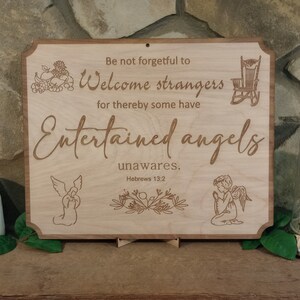 Entertaining Angels and Strangers Hebrews 13:2 Plaque Sign Wall or ...