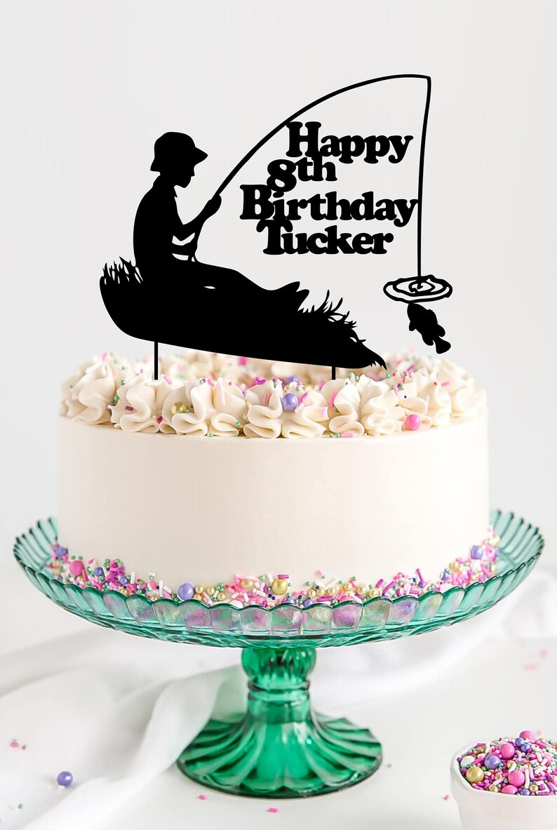 Boy Fishing Birthday Cake Topper Fête à thème de pêche Cake - Etsy France