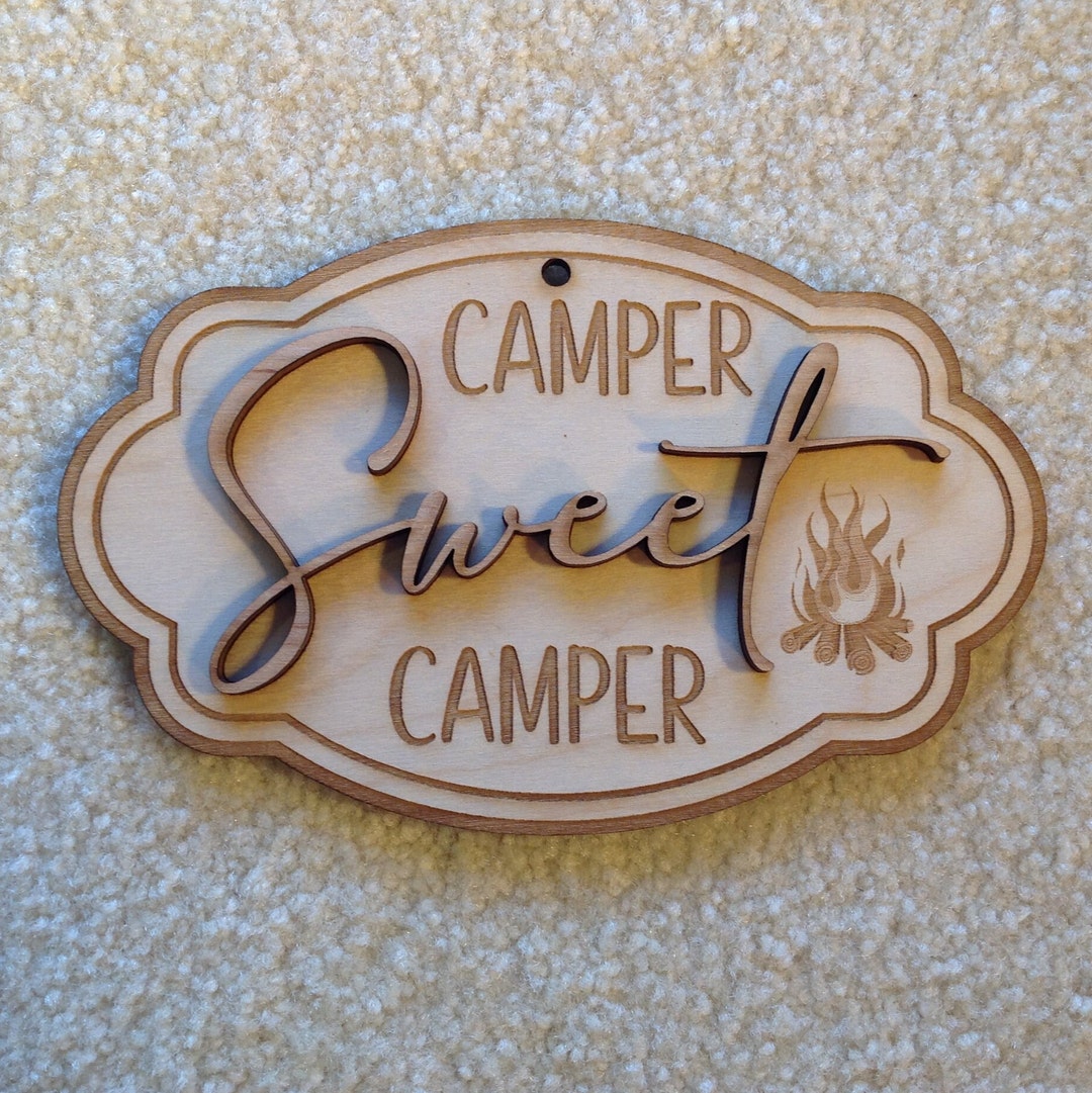 RV Camper Plaque Sign "camper Sweet Camper" With Campfire - Etsy
