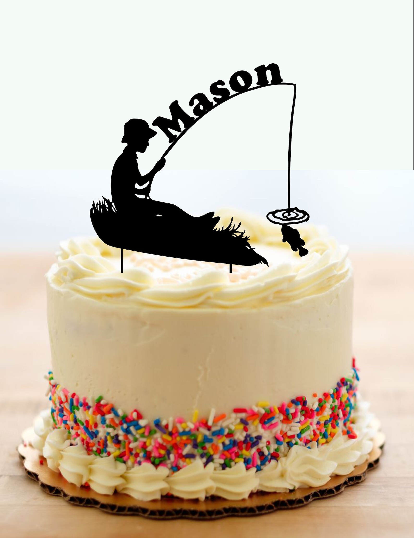 Boy Fishing Cake Topper, Fishing Theme Party, Cake Topper, Farm Decor ...