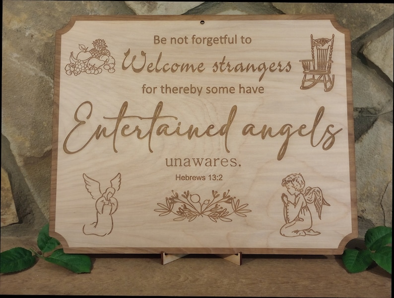 Entertaining Angels and Strangers Hebrews 13:2 Plaque Sign Wall or ...