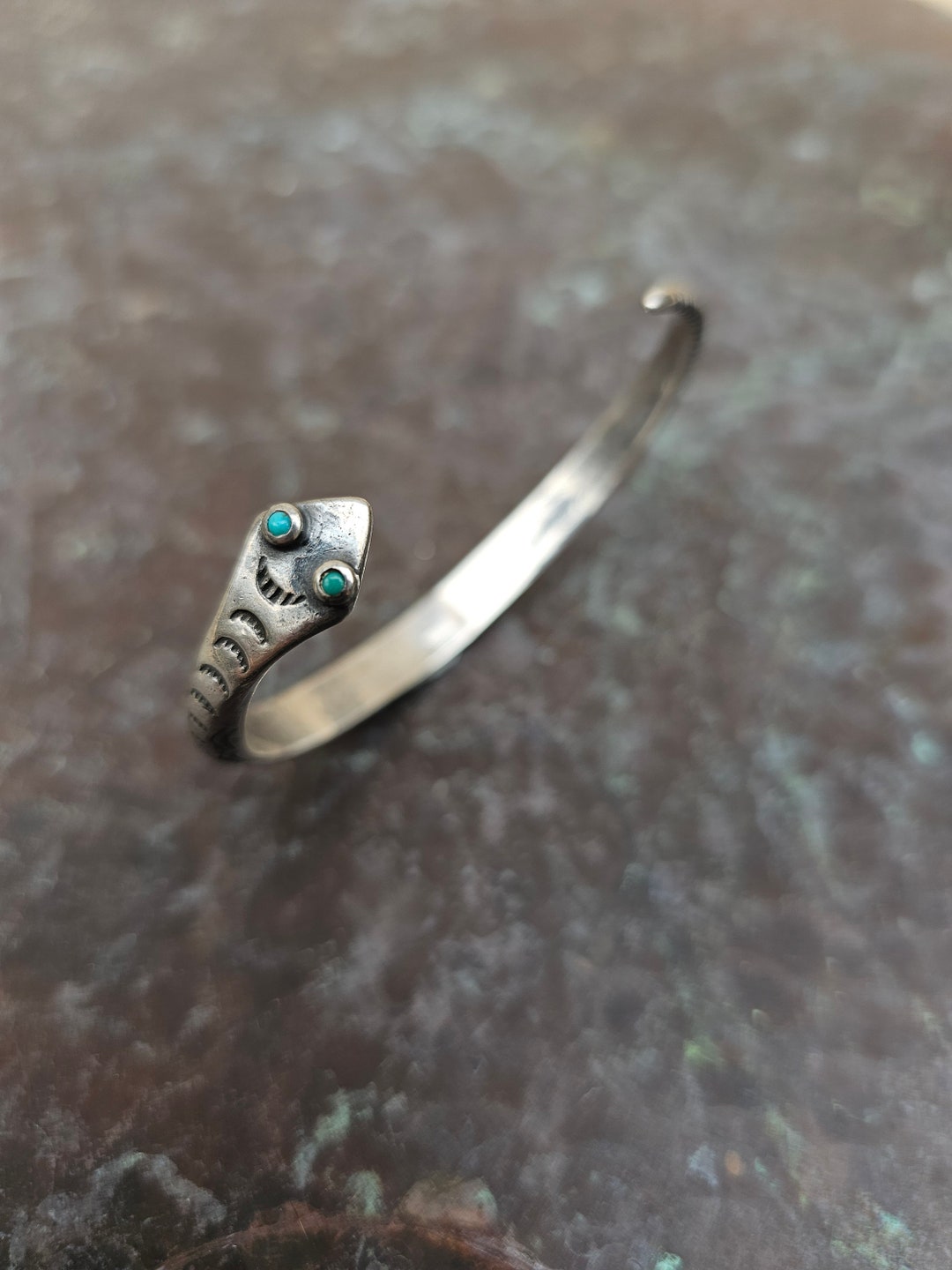 Historic Native American Navajo / Hopi Ingot Silver Snake Bracelet Cuff ...