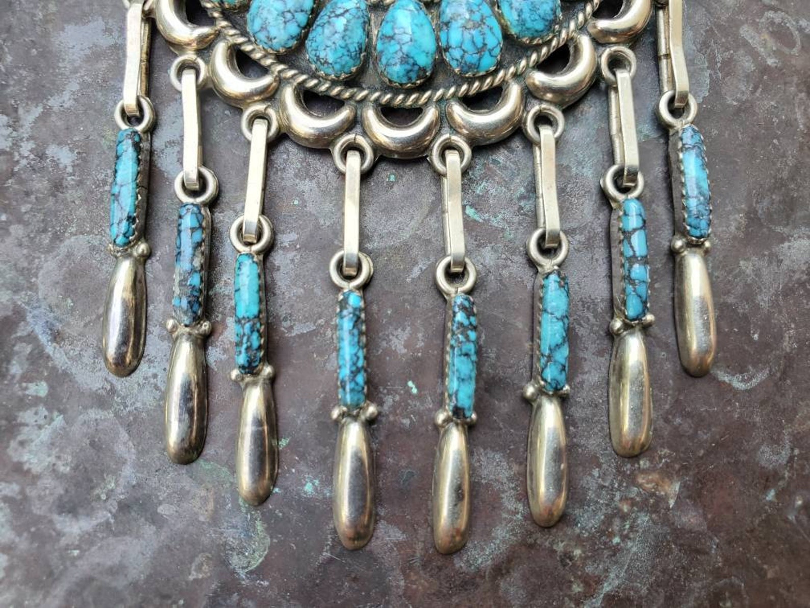Native American Zuni Patsy Weebothee Webbed Turquoise Cluster - Etsy