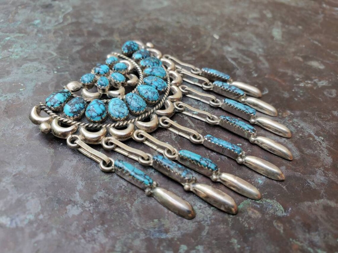 Native American Zuni Patsy Weebothee Webbed Turquoise Cluster - Etsy