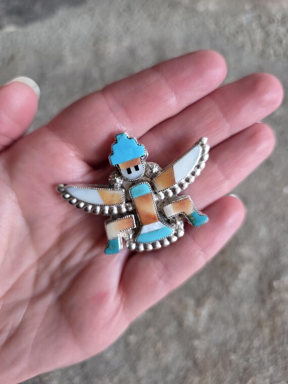 Native American David Tsikewa Zuni Knifewing Inlay Br… - Gem