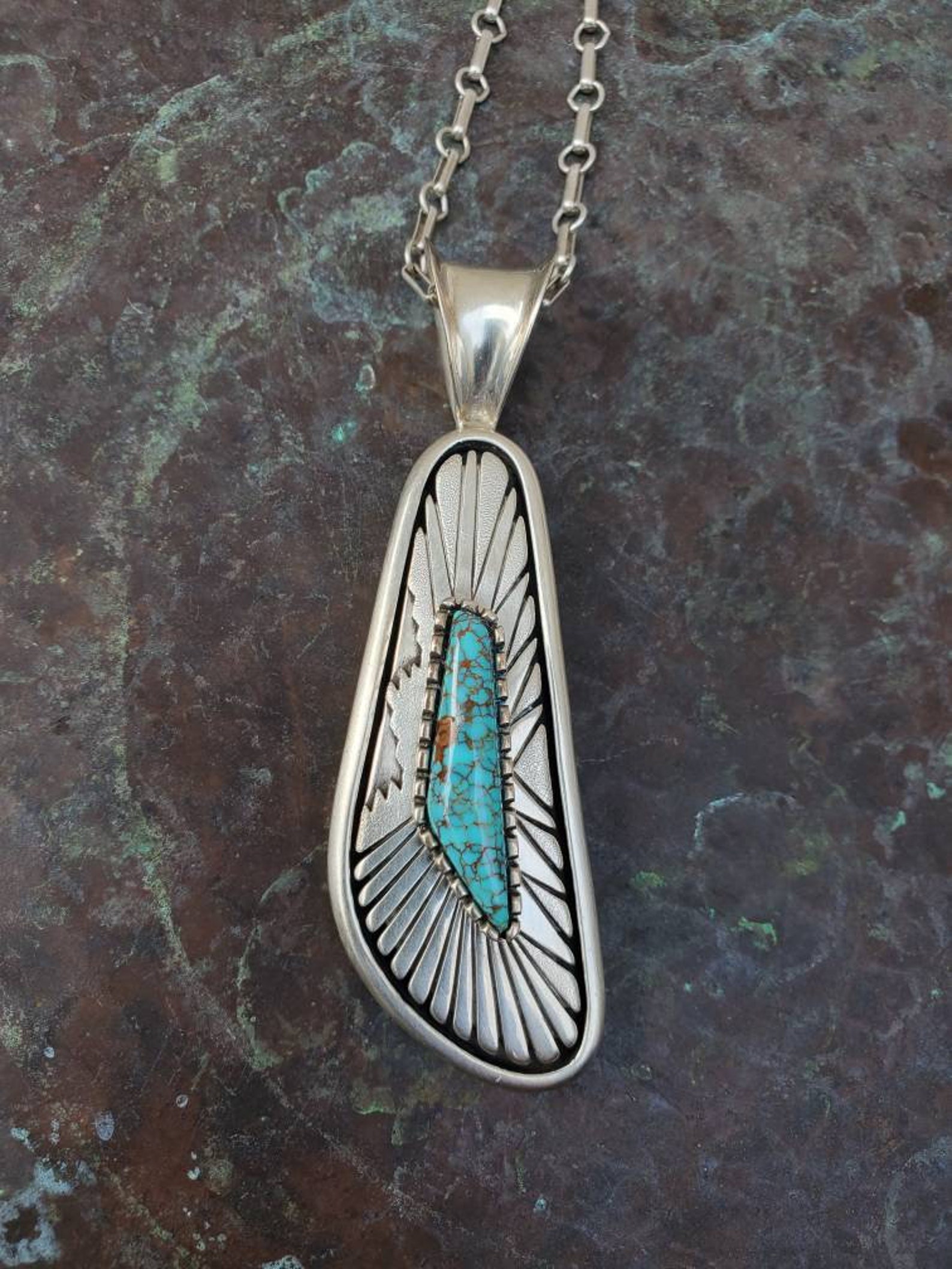 Native American Leo Yazzie Navajo Indian Mountain Turquoise Pendant - Etsy