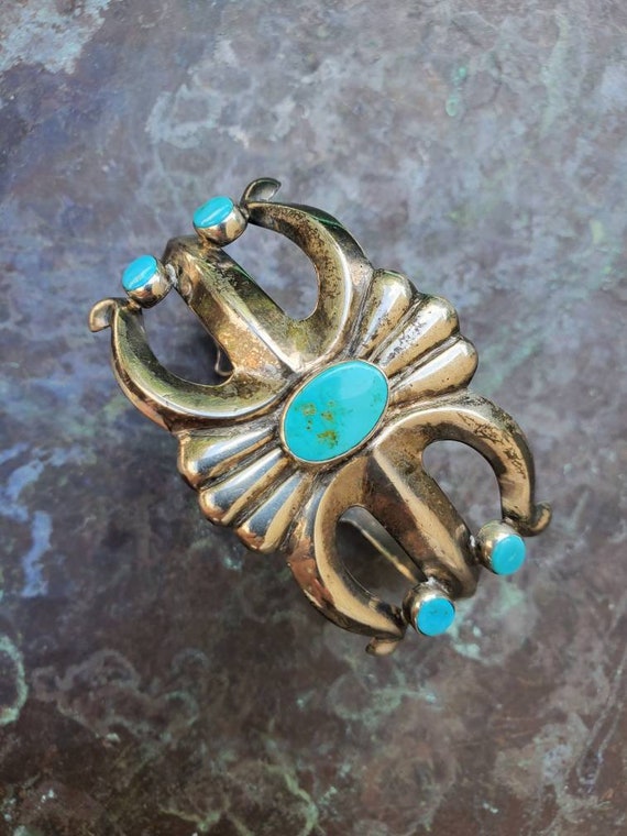 1940s-50s Navajo Guild Native American Turquoise Cast… - Gem