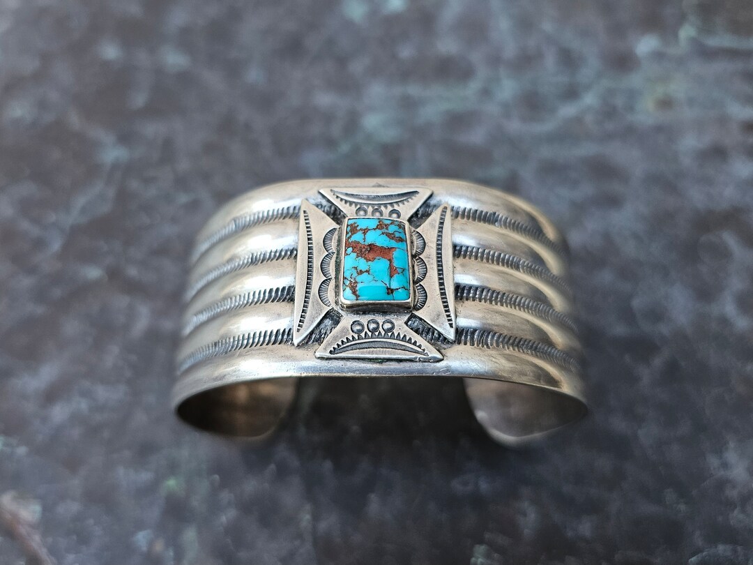 Native American Navajo Maltese Cross Turquoise Ingot Bracelet Cuff - Etsy