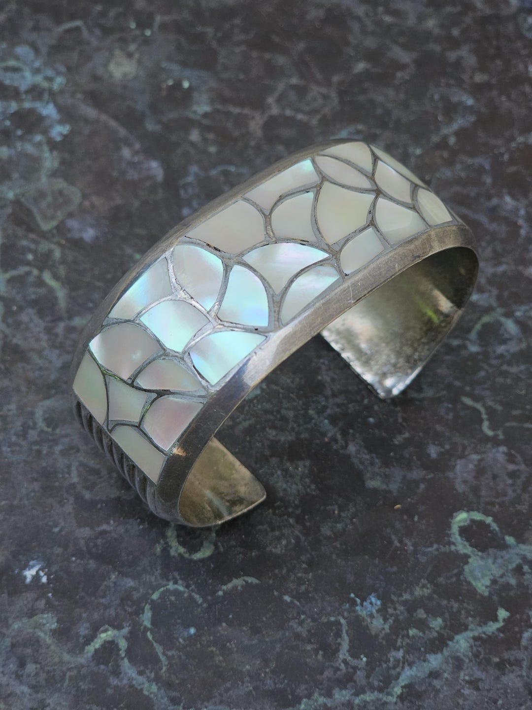 Native American Zuni Inlayed Mother of Pearl Bracelet Cuff - Etsy