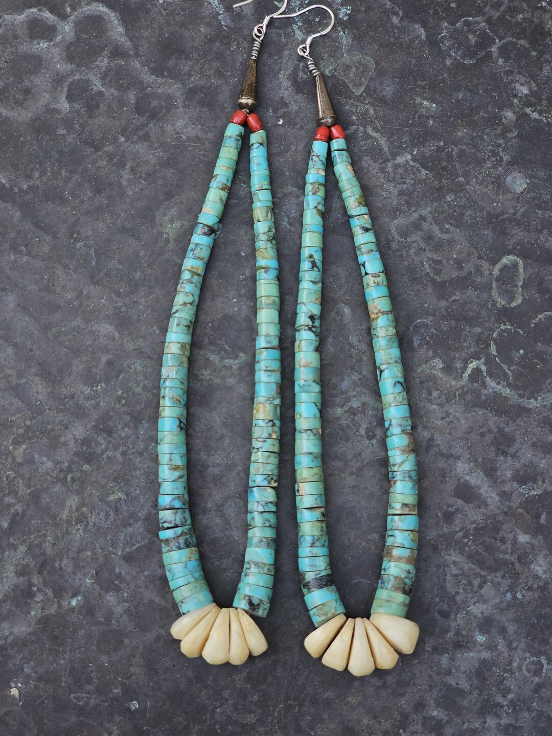 Long Native American Turquoise Jacla Earrings - Etsy