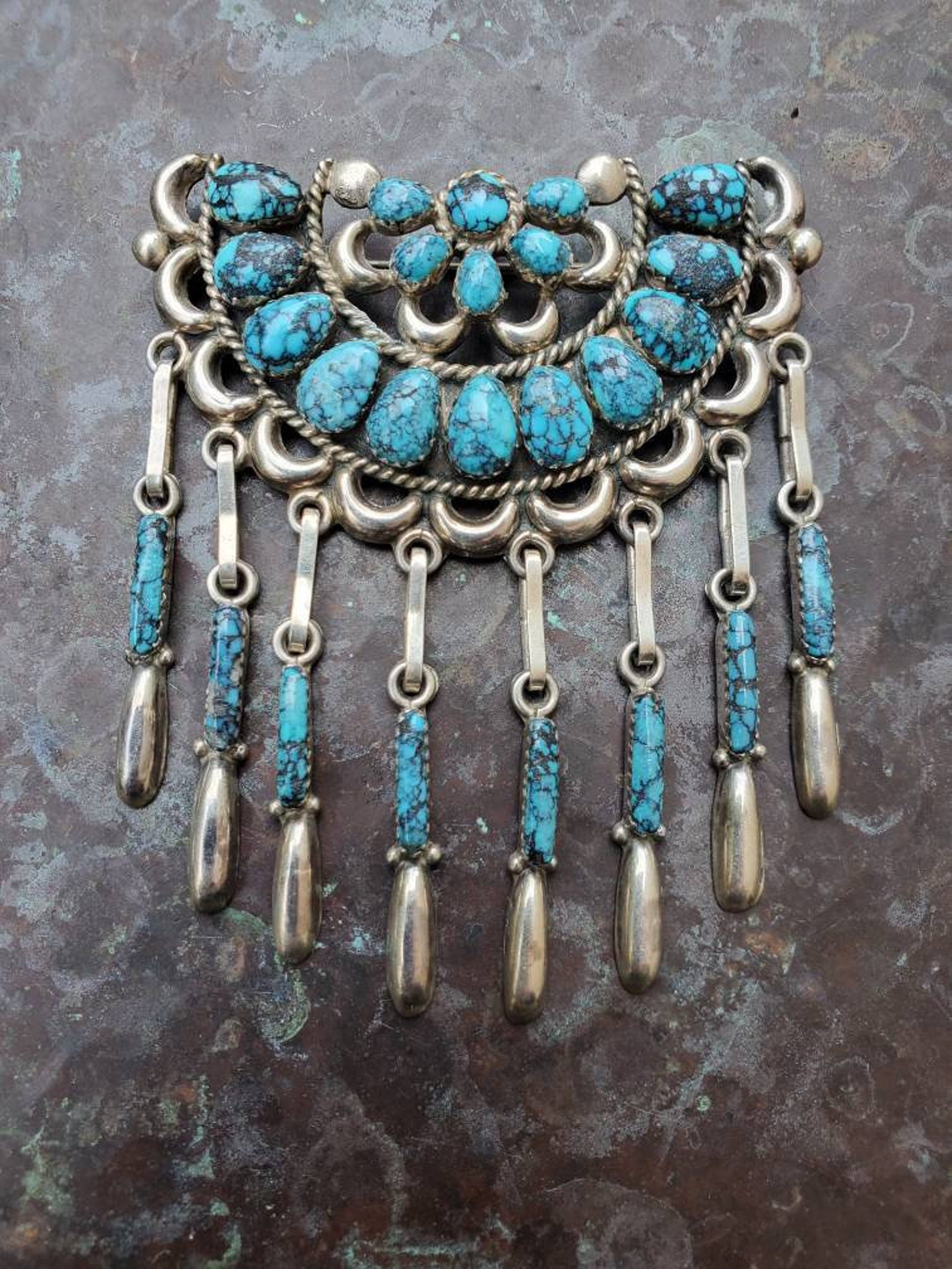 Native American Zuni Patsy Weebothee Webbed Turquoise Cluster - Etsy