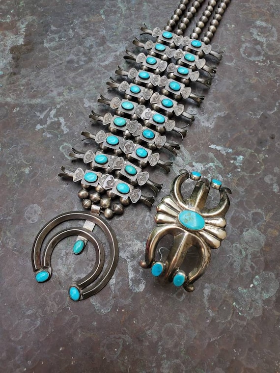 1940s-50s Navajo Guild Native American Turquoise Cast… - Gem
