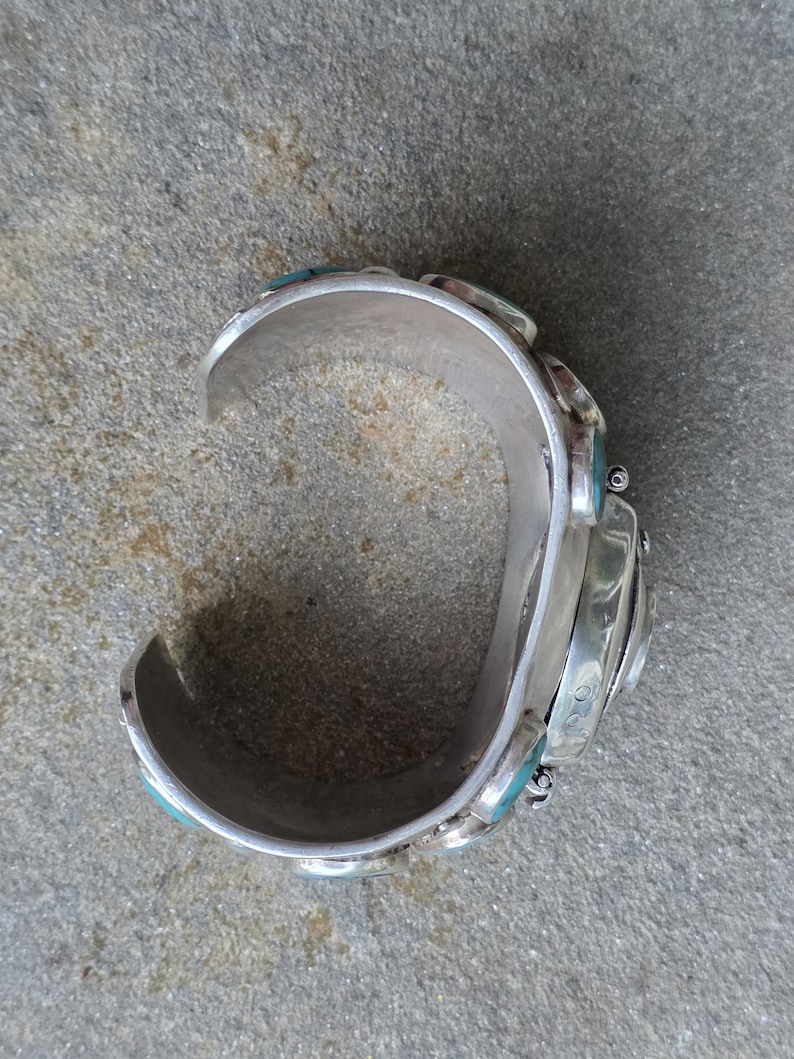 Fred Peshlakai Native American Navajo Blue Gem Turquoise Watch Bracelet ...