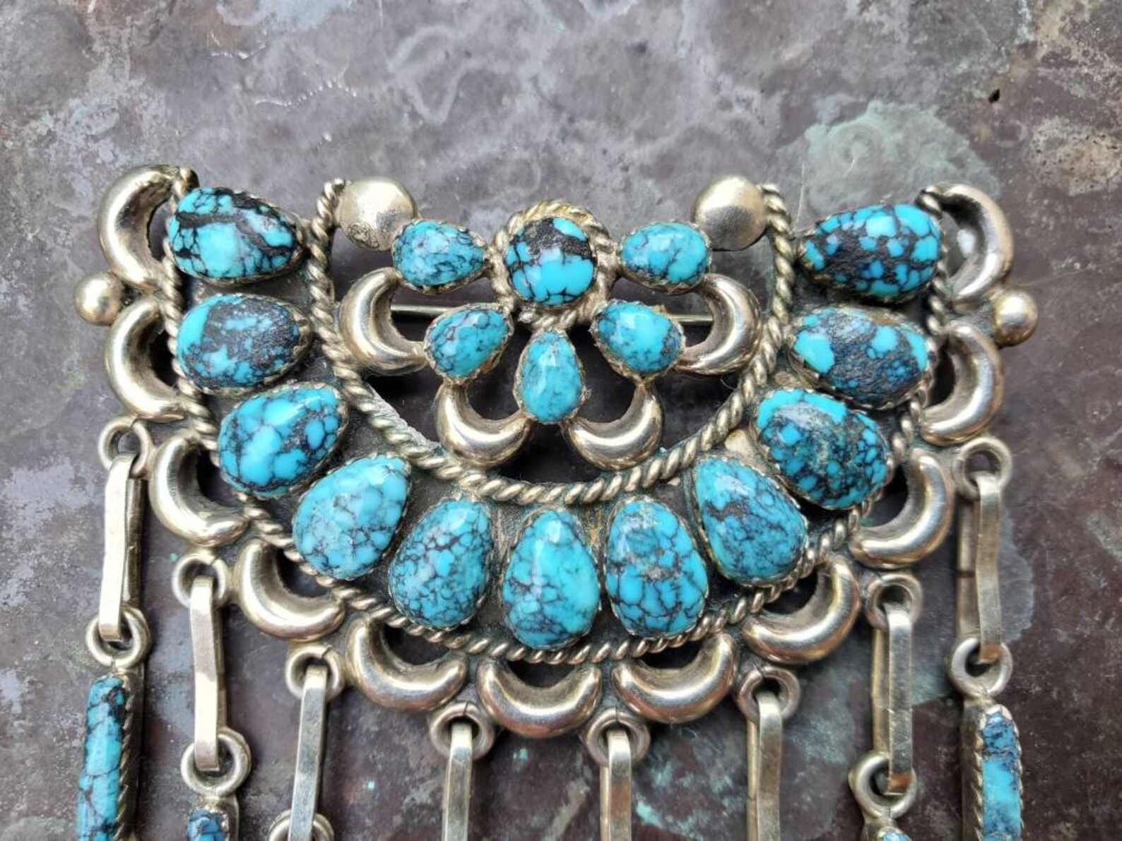 Native American Zuni Patsy Weebothee Webbed Turquoise Cluster - Etsy