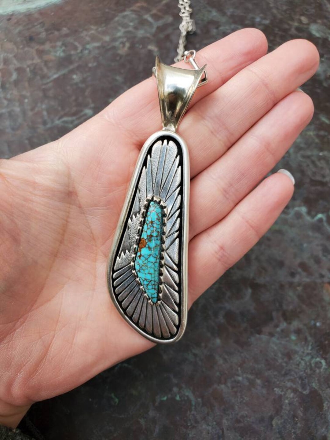 Native American Leo Yazzie Navajo Indian Mountain Turquoise Pendant - Etsy