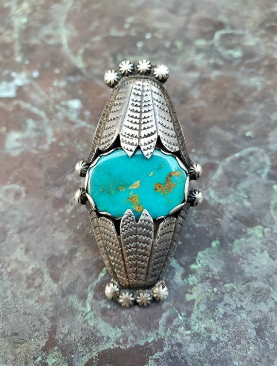 Large Native American Zuni / Navajo Blue Gem Turquois… - Gem