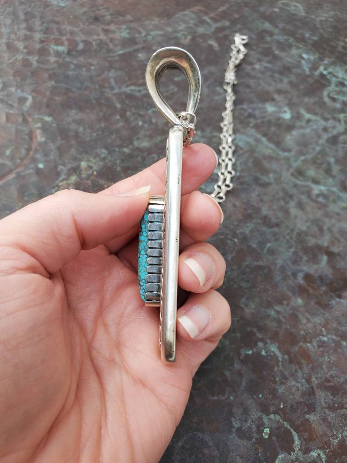 Native American Leo Yazzie Navajo Indian Mountain Turquoise Pendant - Etsy