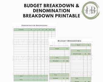 Printable Budget Breakdown Planner Insert Paycheck Breakdown Template ...