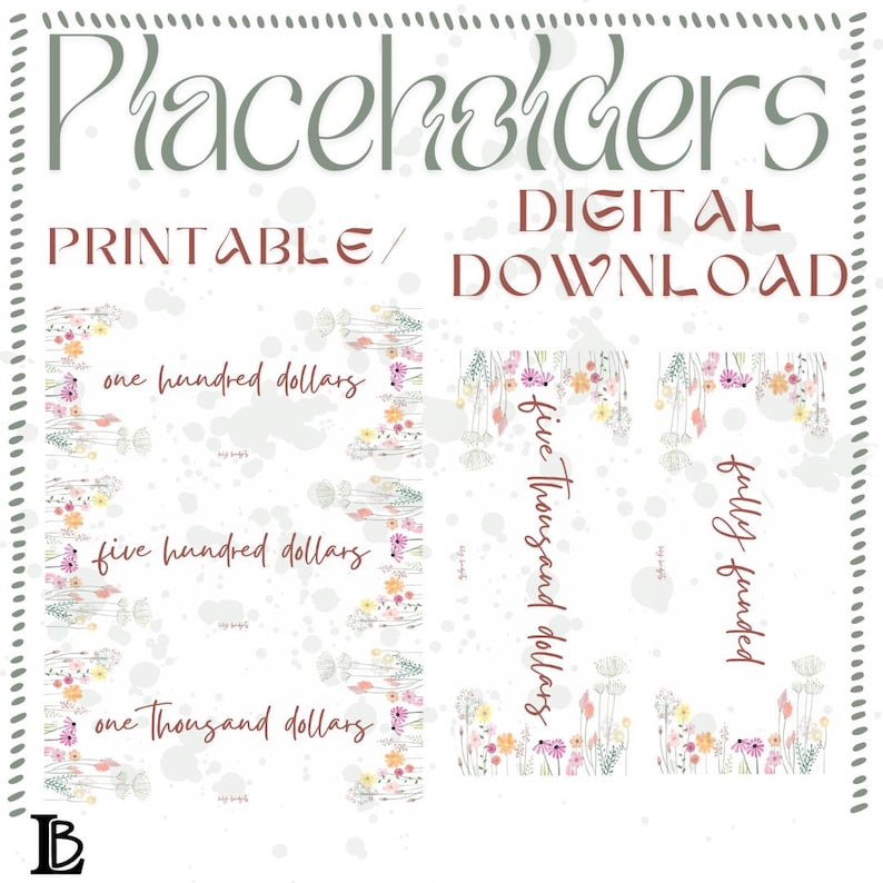 Printable Placeholder Prop Money | Floral Placeholder Fake Money ...