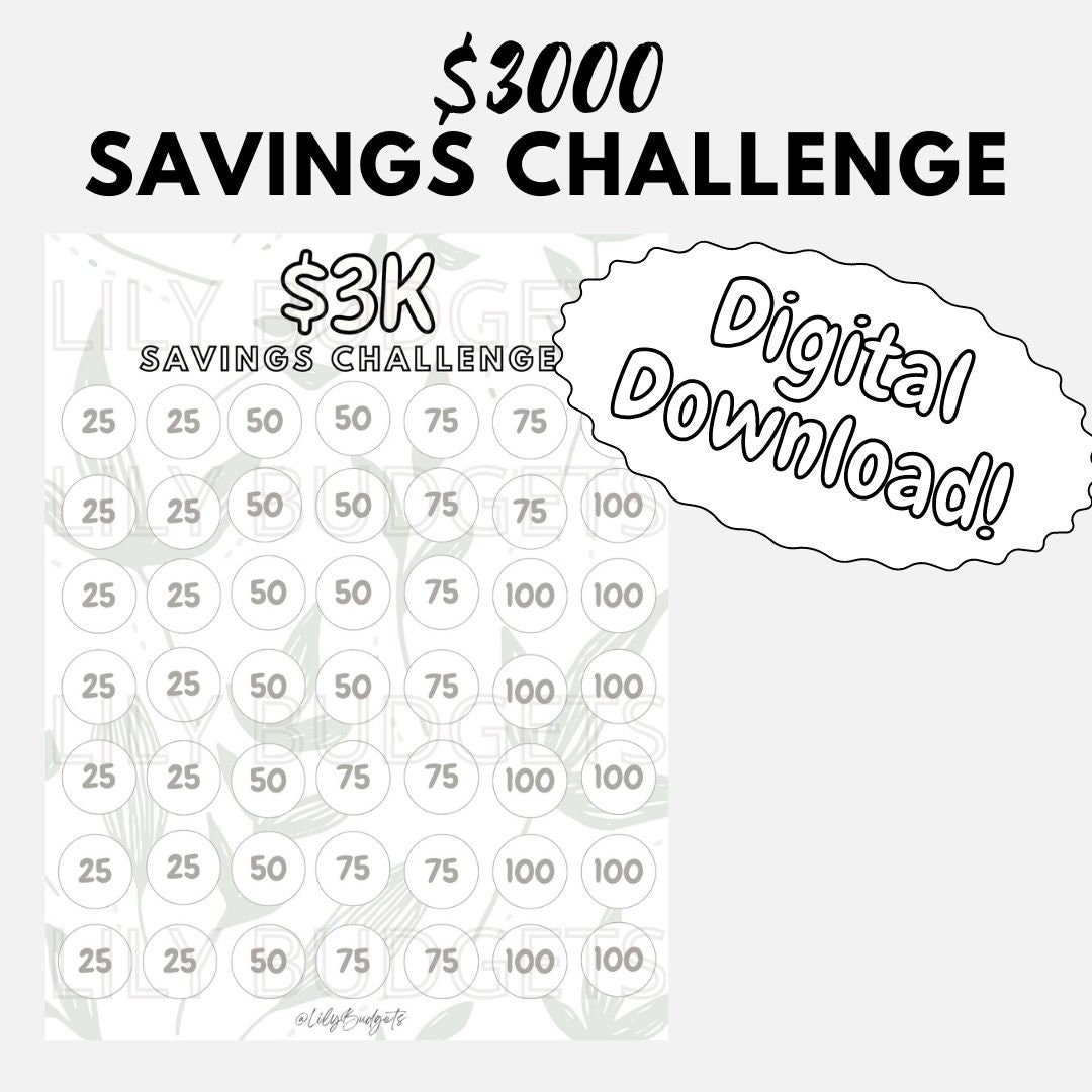 3K Savings Challenge Digital Download/printable | Digital Savings ...