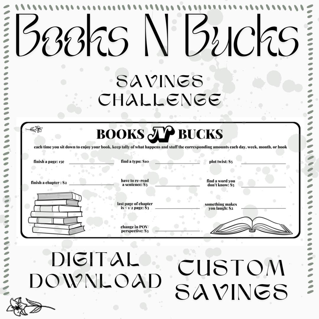 Books N Bucks Savings Challenge | Reading Savings Challenge | Custom ...