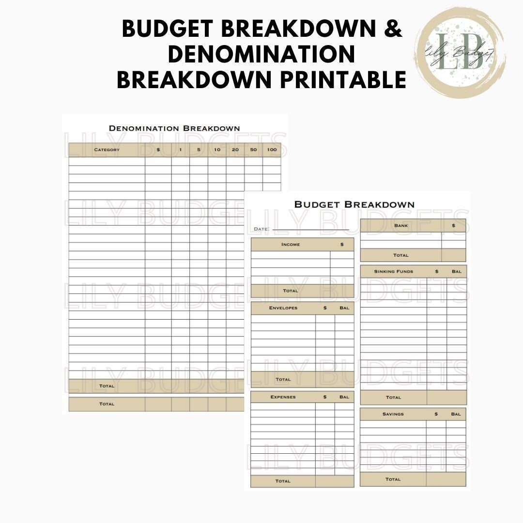 Budget Breakdown Printable - Etsy