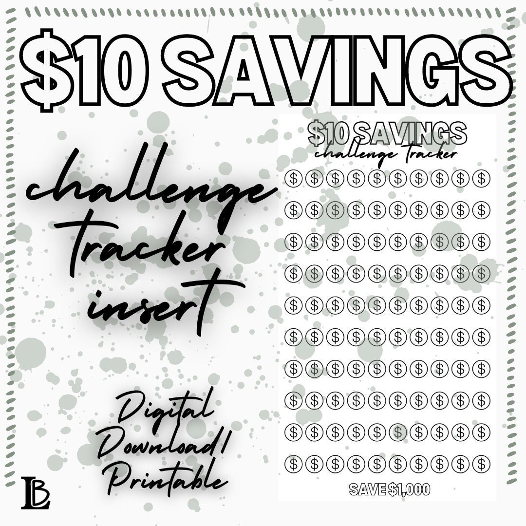 10 Dollar Savings Tracker Insert | Digital Download 5 Dollar Savings ...