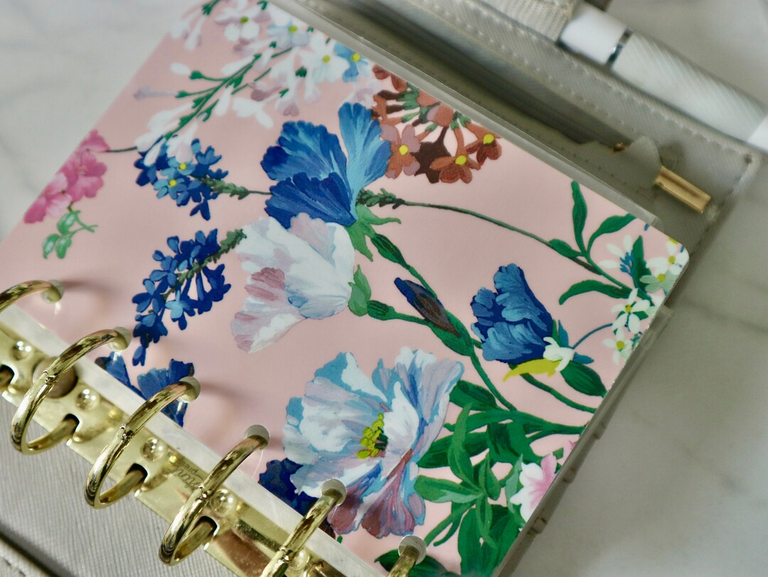 Laminated A6/A7 Dashboard - Pink Floral | A6/A7 Binder Dashboard Pink W ...