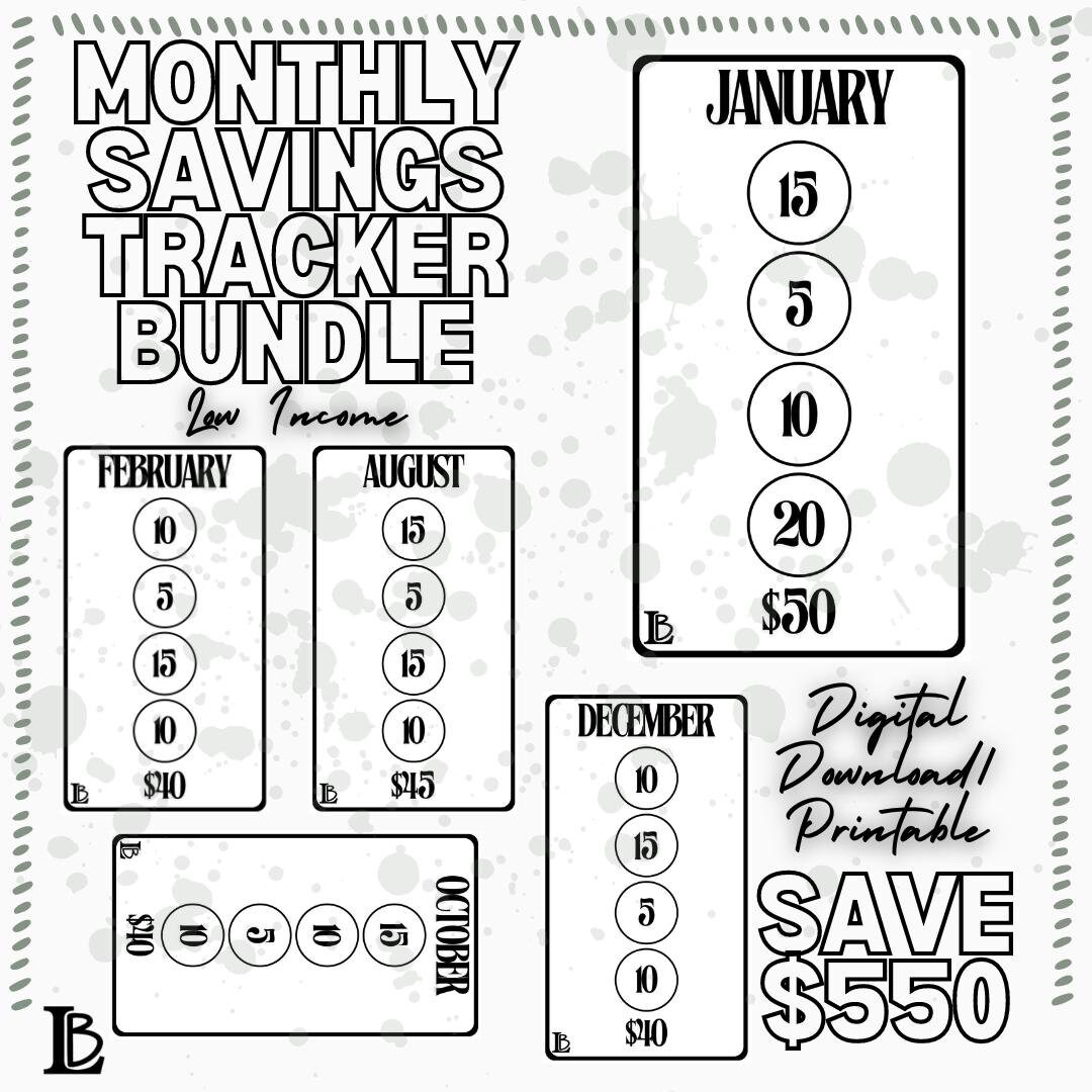 Yearly/monthly Savings Tracker Inserts! | Save 530 Dollars Over A Year ...