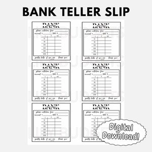 Bank Teller Slip Digital Download! | Bank Denomination Slip Printable ...