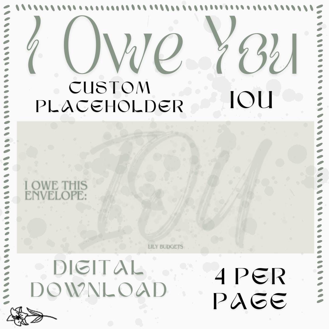 Custom IOU Placeholder Money - Digital Download! | Printable "i Owe You ...
