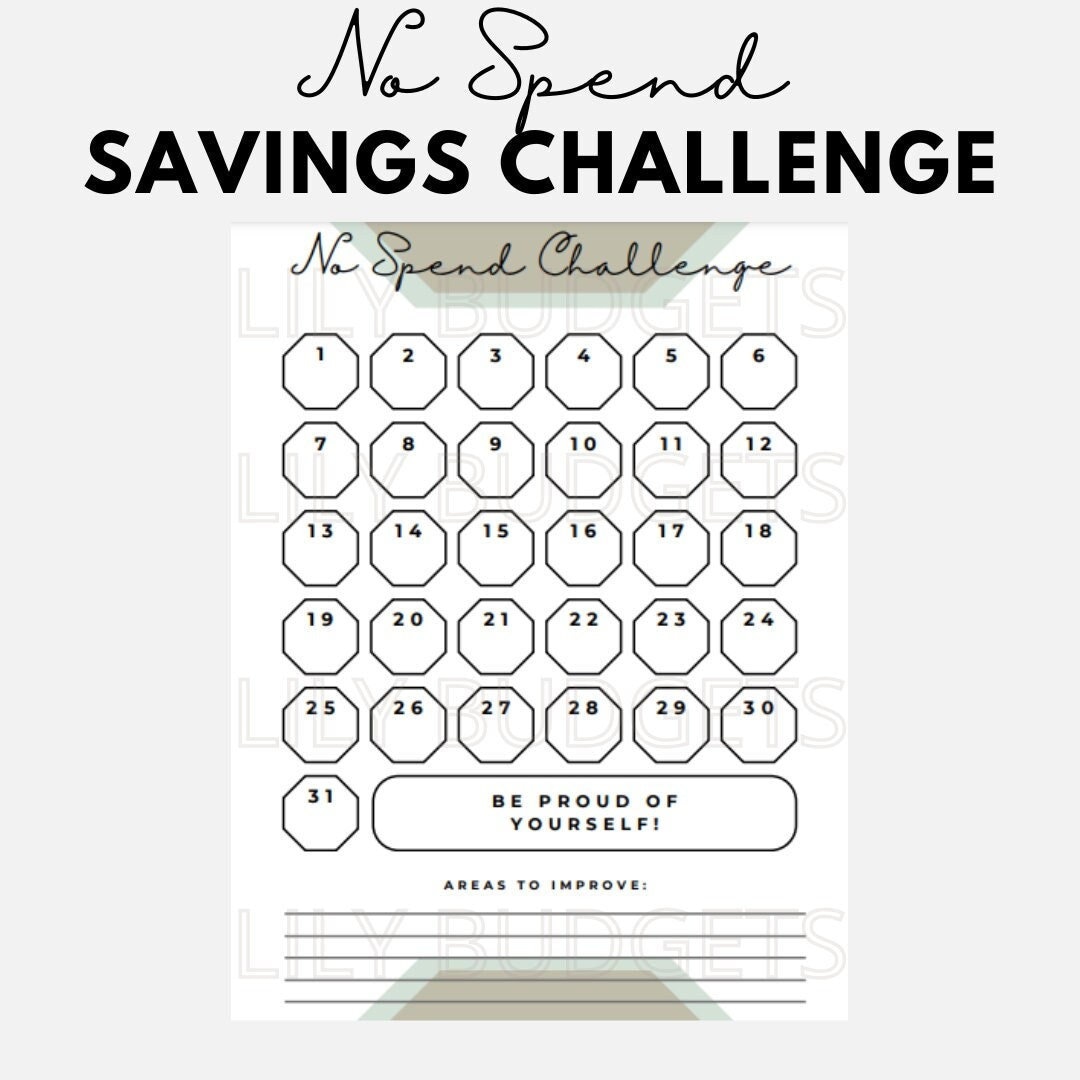 NO SPEND Savings Challenge Printable/digital Download | Monthly No ...