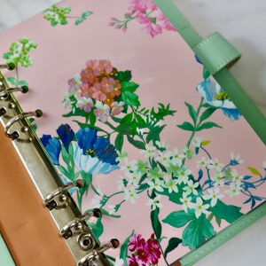 Laminated A6/A7 Dashboard - Pink Floral | A6/A7 Binder Dashboard Pink W ...