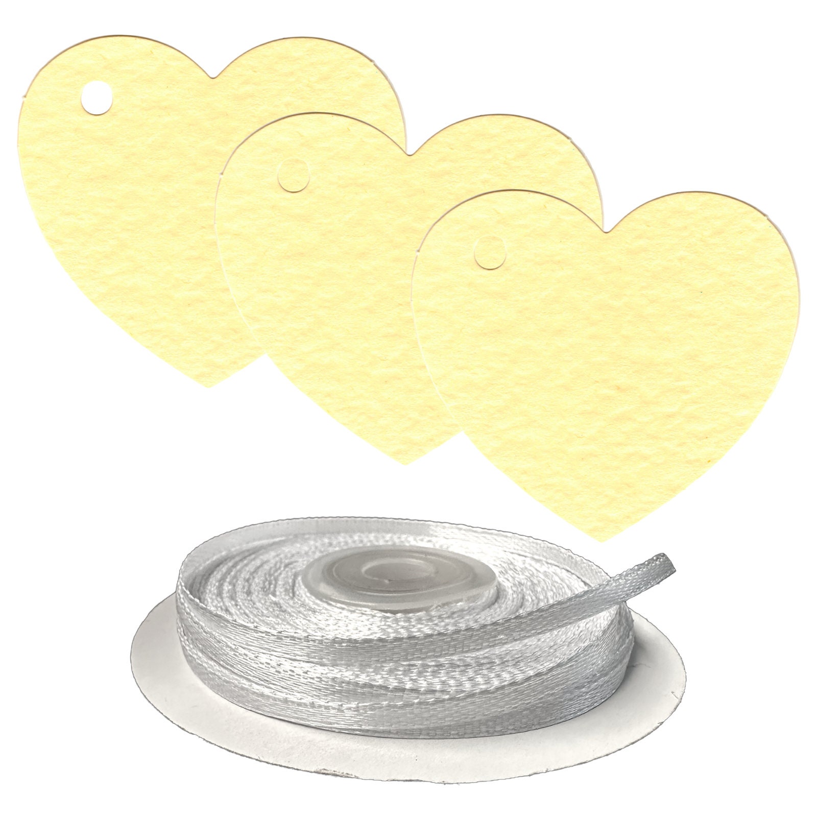 100 Heart Shaped Gift Tags With White Satin Ribbon - 21 Colours ...