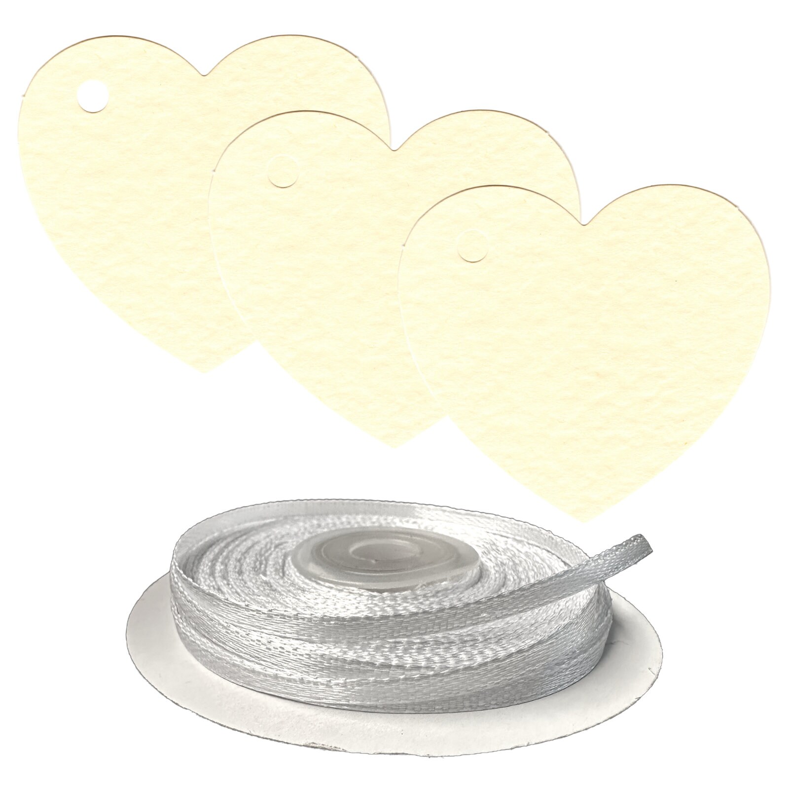 100 Heart Shaped Gift Tags With White Satin Ribbon - 21 Colours ...